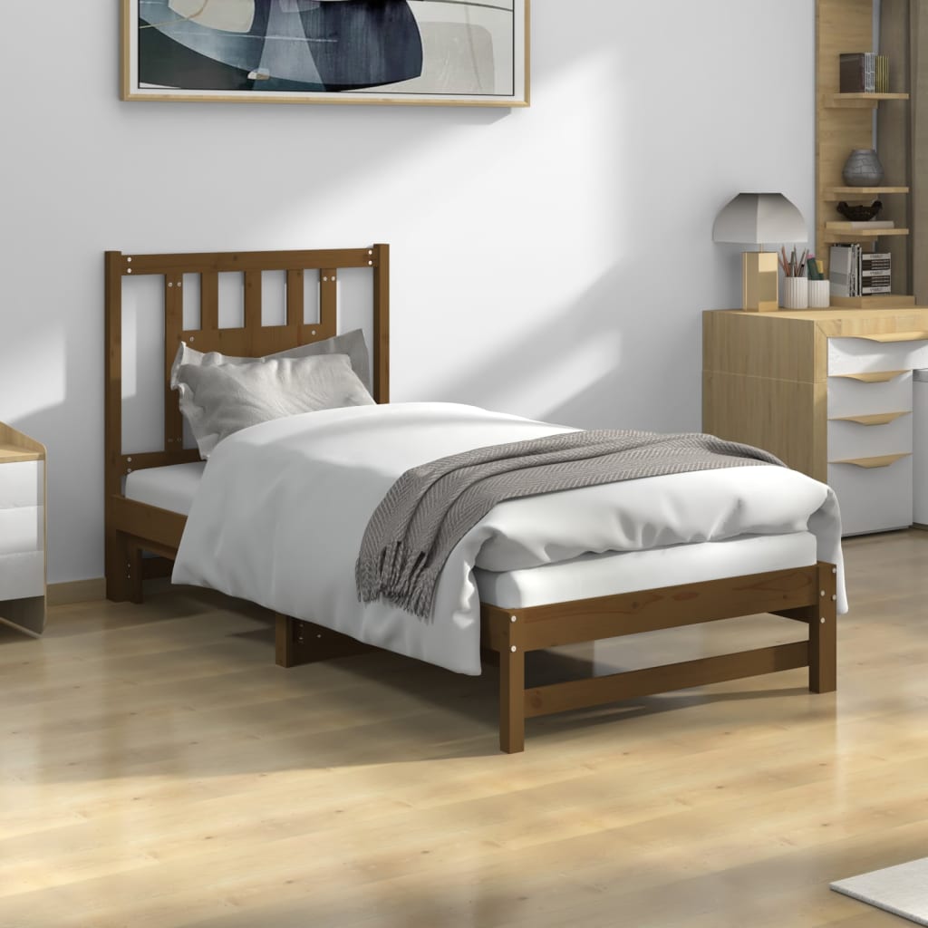 Разтегателно дневно легло меденокафяво 2x(90x190) см бор масив 3108570 ...