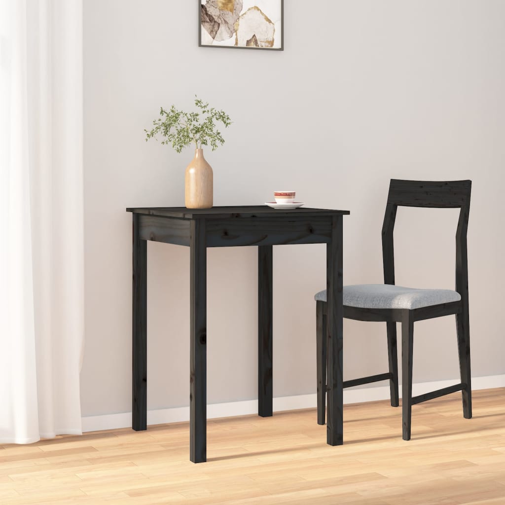 Трапезна маса,черен, 55x55x75 см, борово дърво масив 814258 — Sorbe.bg